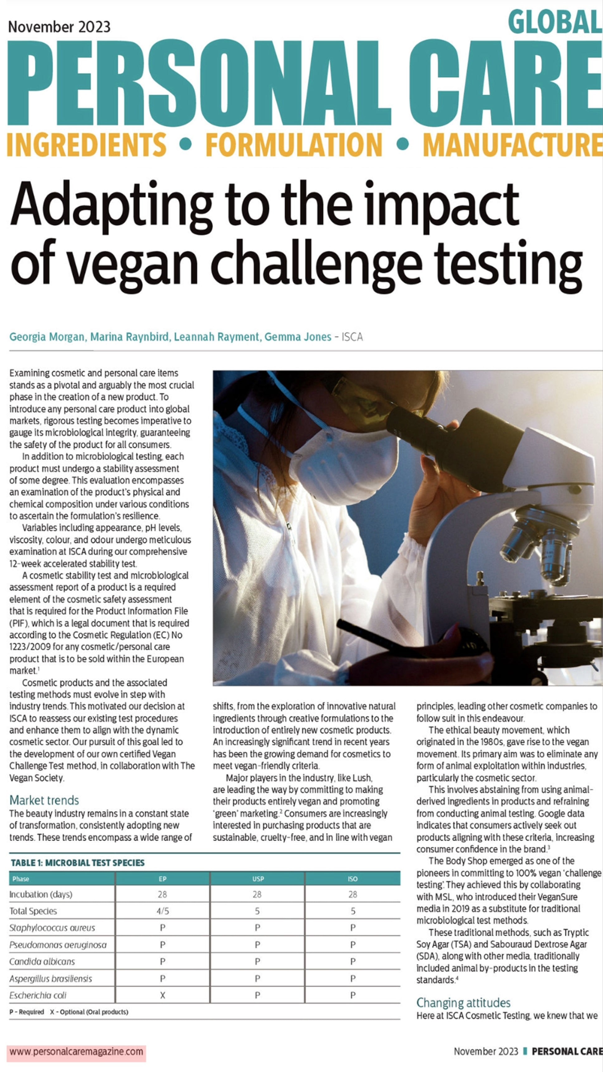 Our Work – ISCA Cosmetic Testing